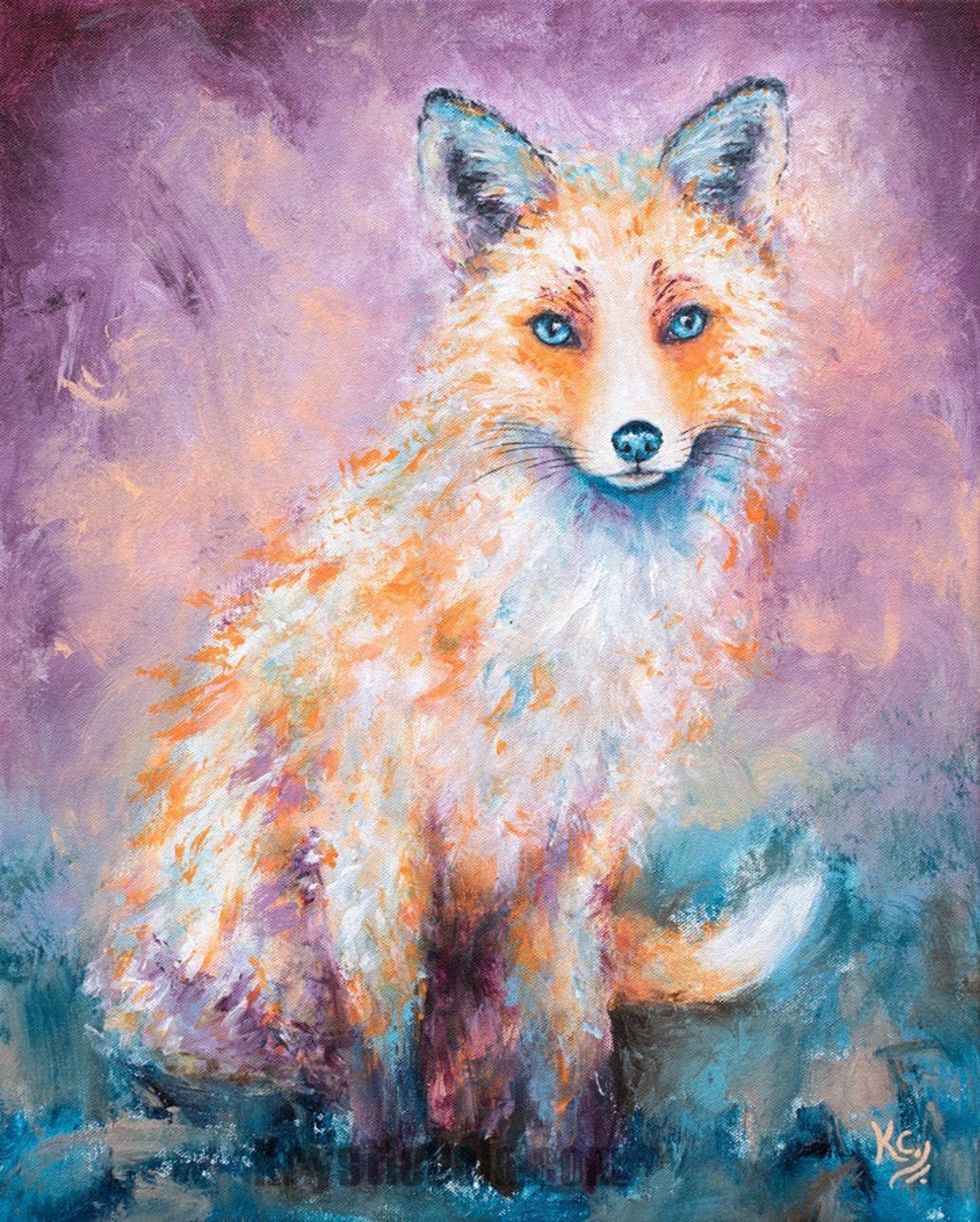 Fox Art Print on CANVAS or PAPER of Colorful Fox Painting by | Etsy