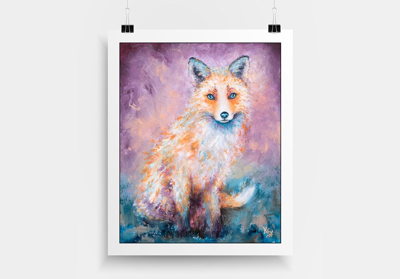 Fox Art Print on CANVAS or PAPER of Colorful Fox Painting by - Etsy UK