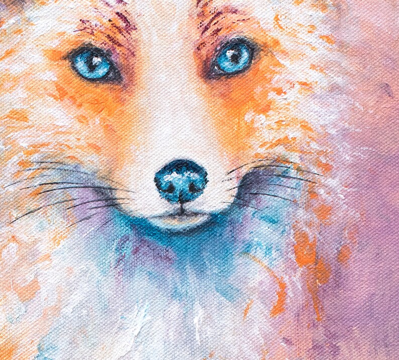 Fox Art Print on CANVAS or PAPER of Colorful Fox Painting by - Etsy UK