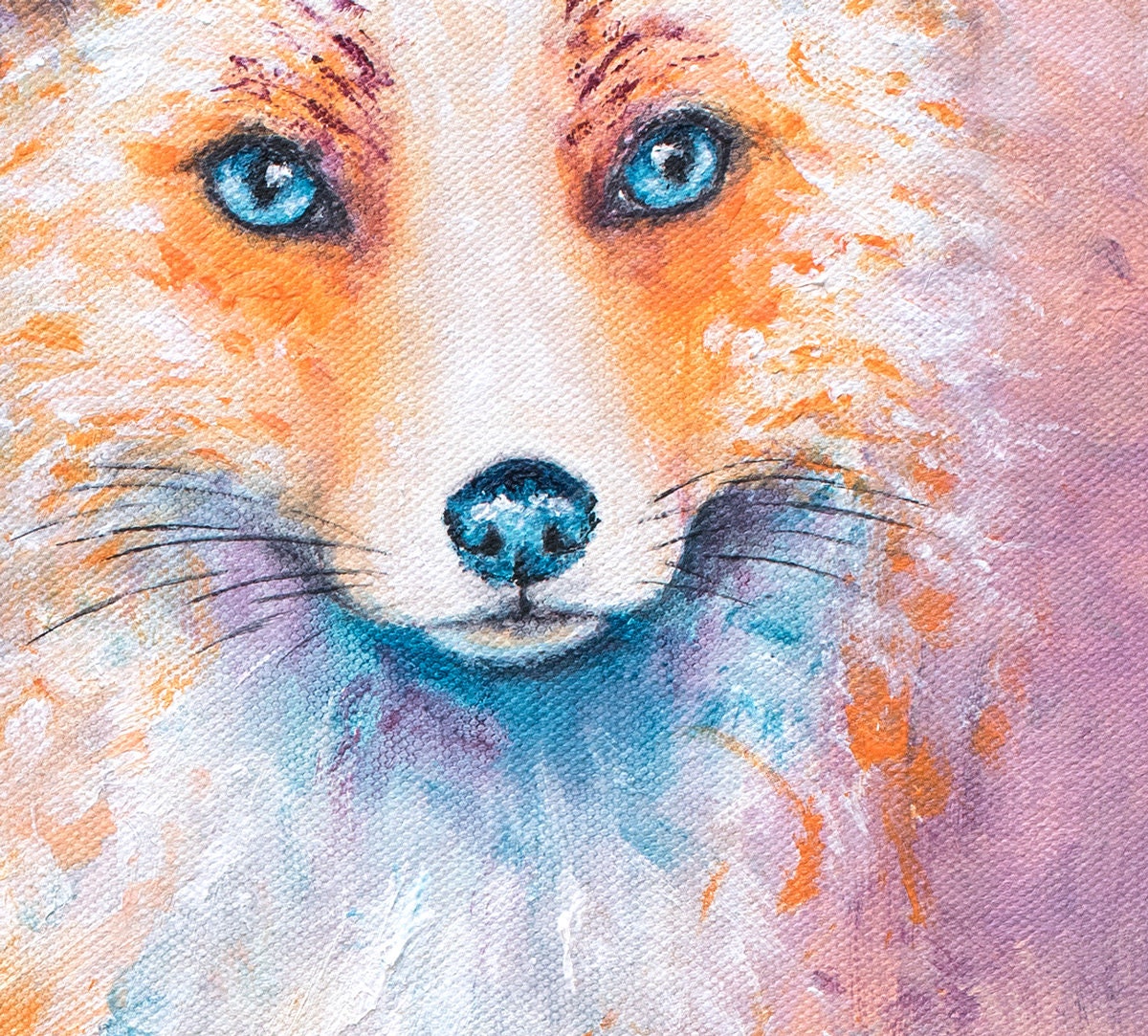 Fox Art Print on CANVAS or PAPER of Colorful Fox Painting by | Etsy
