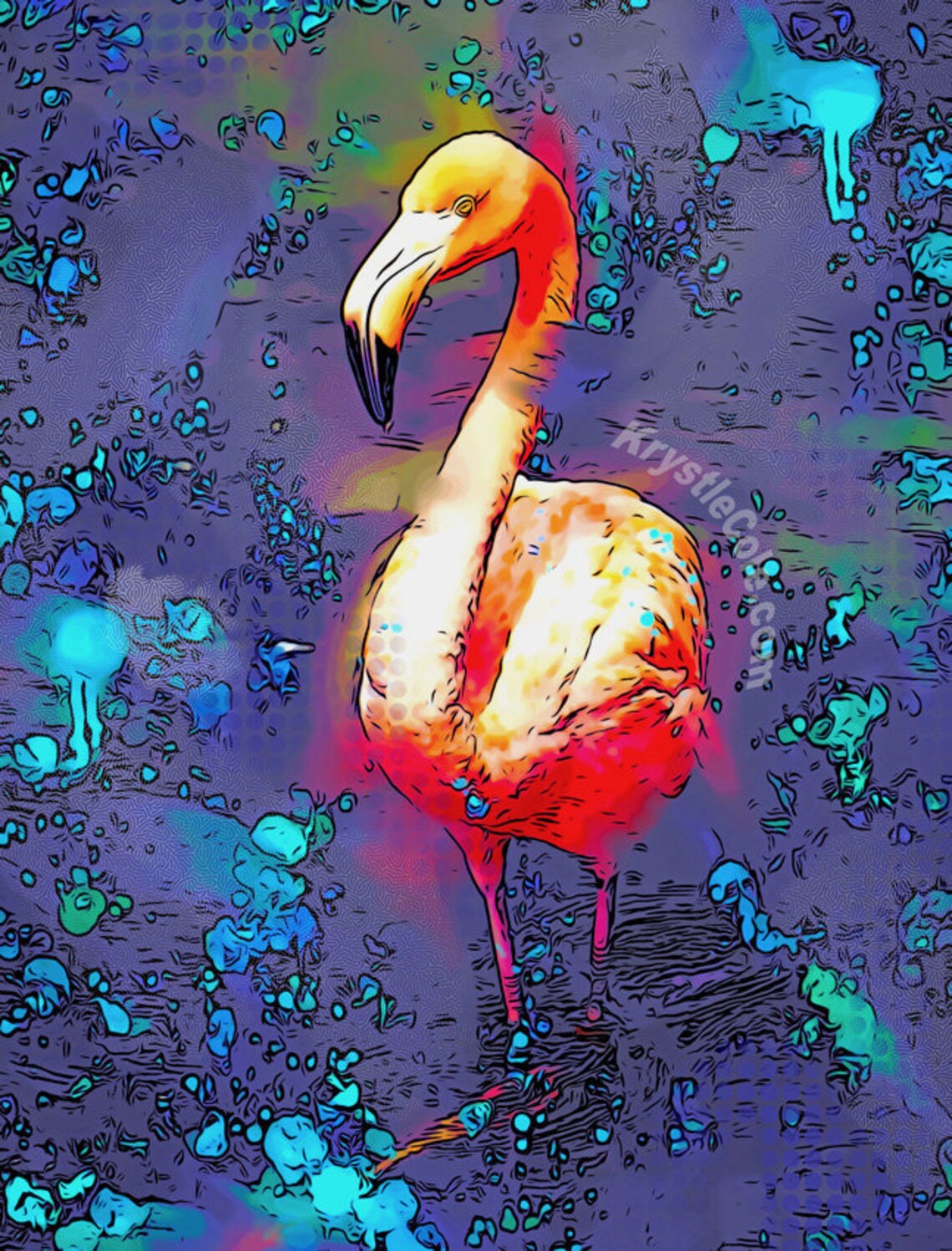 Flamingo Art Flamingo Print. Flamingo Wall Decor on CANVAS | Etsy