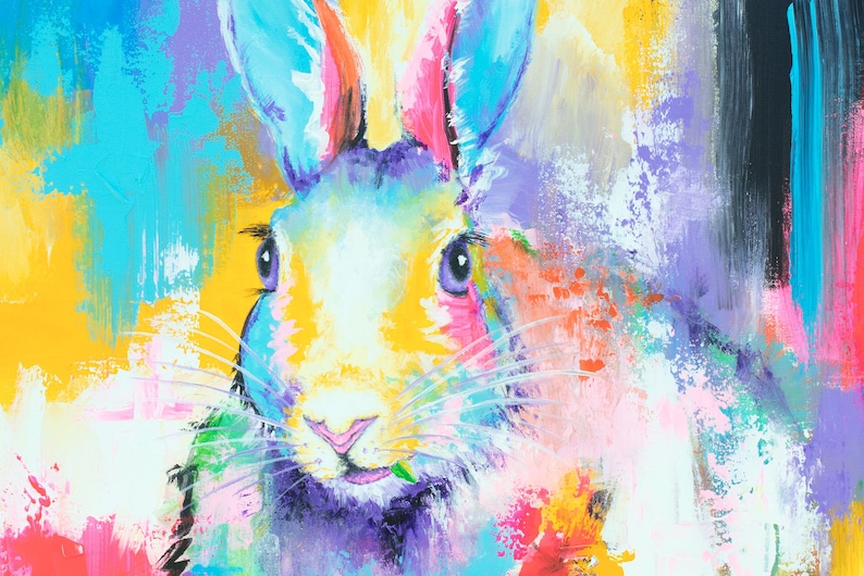Rabbit Among the Flowers Print Bunny Art Rabbit Gift Bunny - Etsy