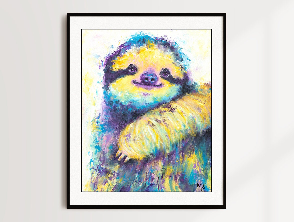 Sloth Art Sloth Gifts. Sloth Print on CANVAS or PAPER. Sloth - Etsy Ireland
