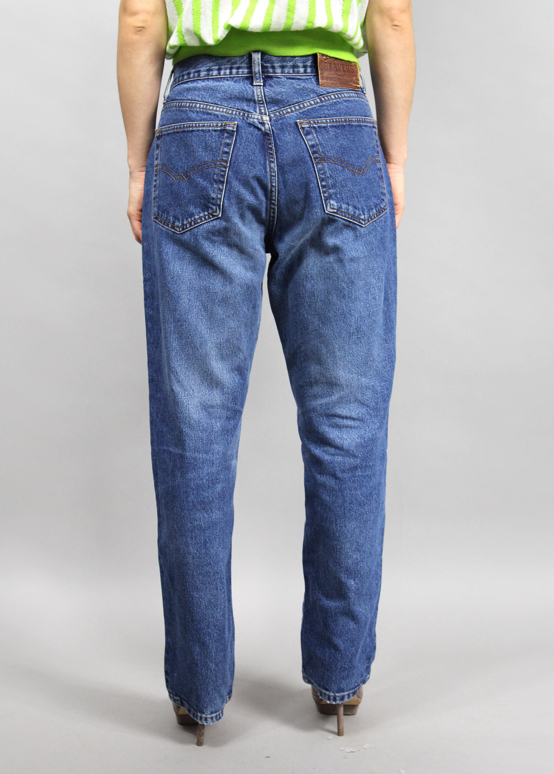 Unisex BEAVERS Moms Baggy Jeans 90s Grunge Straight Leg High - Etsy