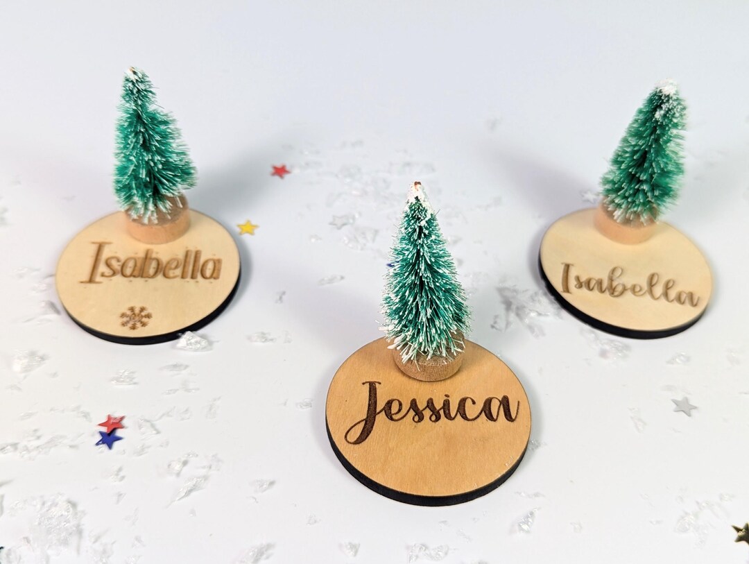 Personalised Table Name Plaques for Christmas Maple Wood With a ...