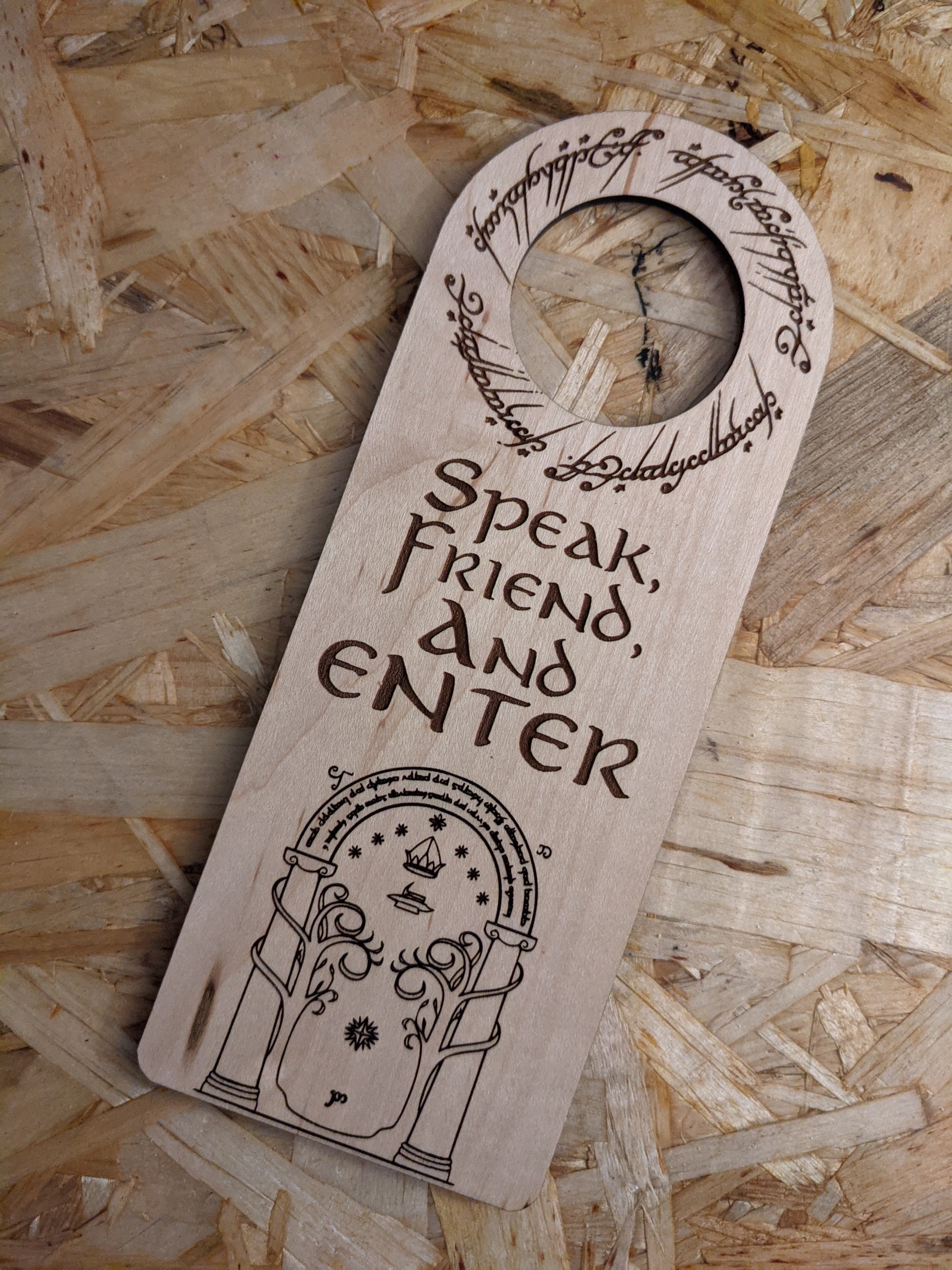 LOTR Hobbit hole sign door oak wood — Chikaishop