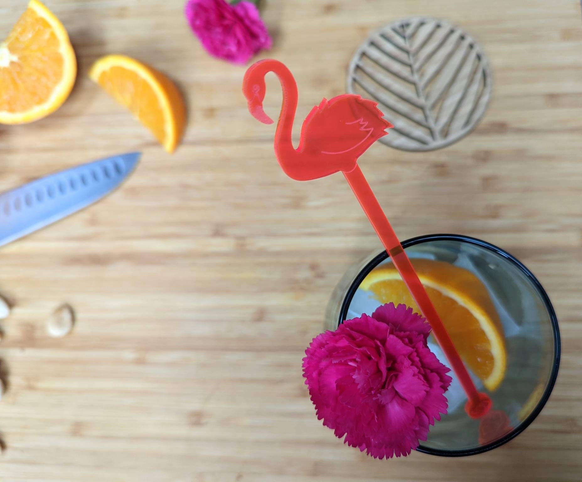 Flamingo Drink Stirrers on Neon Pink Translucent Acrylic / - Etsy