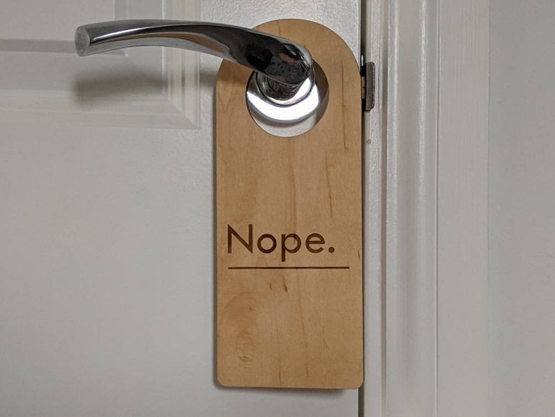 Do Not Disturb Yep Nope Sign Work Wooden Door Hanger Zoom | Etsy
