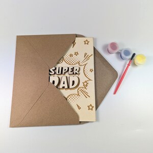 Father's Day Card Wood With Paint and Brush, Super Dad Paint Your Own ...