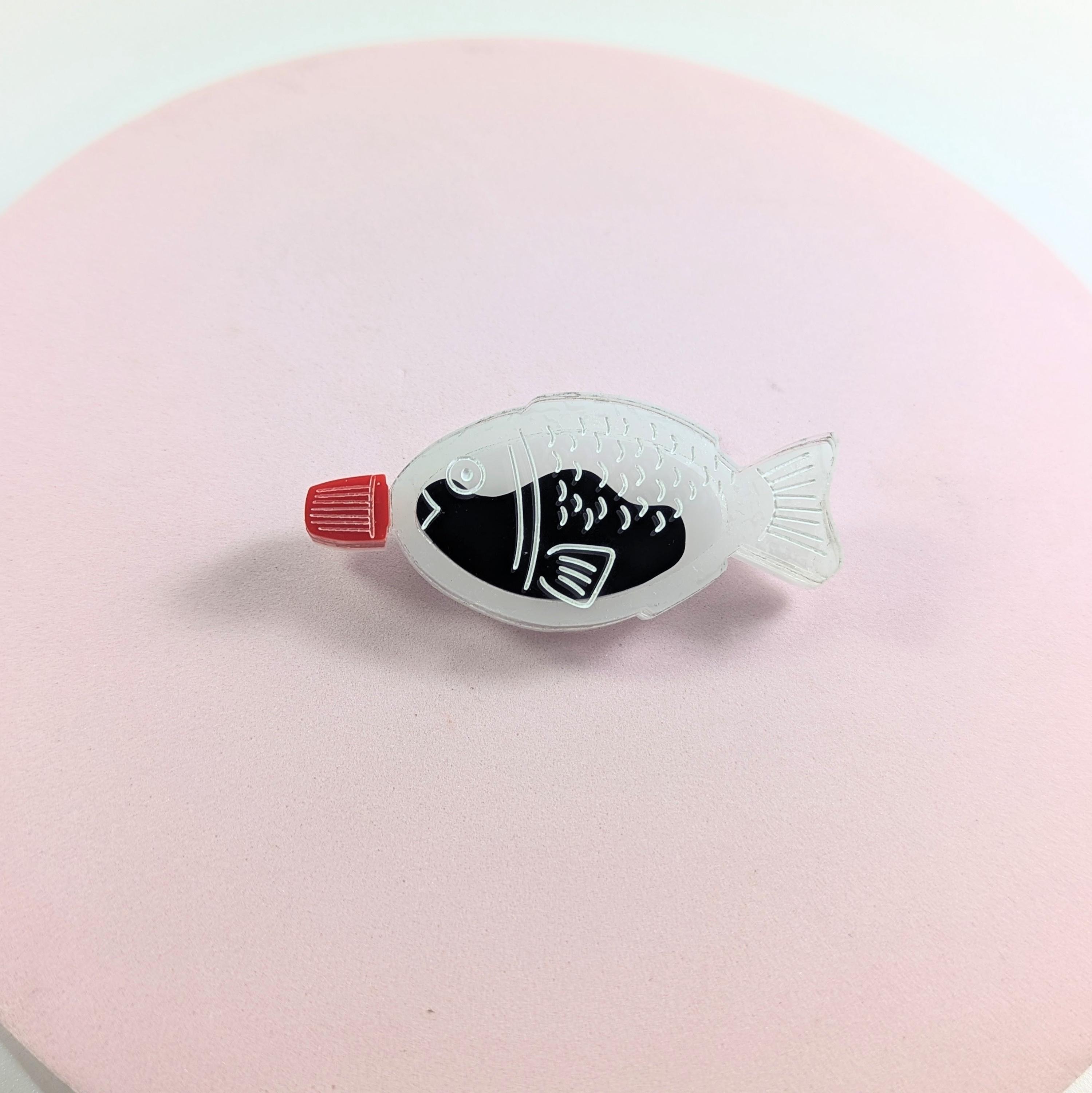 Soy Sauce Fish Bottle Brooch Japanese Bento Acrylic Pin / Japanese Food ...