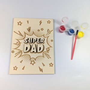 Father's Day Card Wood With Paint and Brush, Super Dad Paint Your Own ...