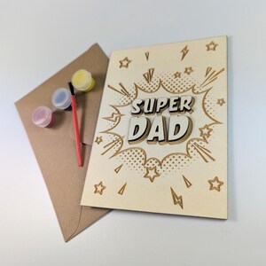 Father's Day Card Wood With Paint and Brush, Super Dad Paint Your Own ...