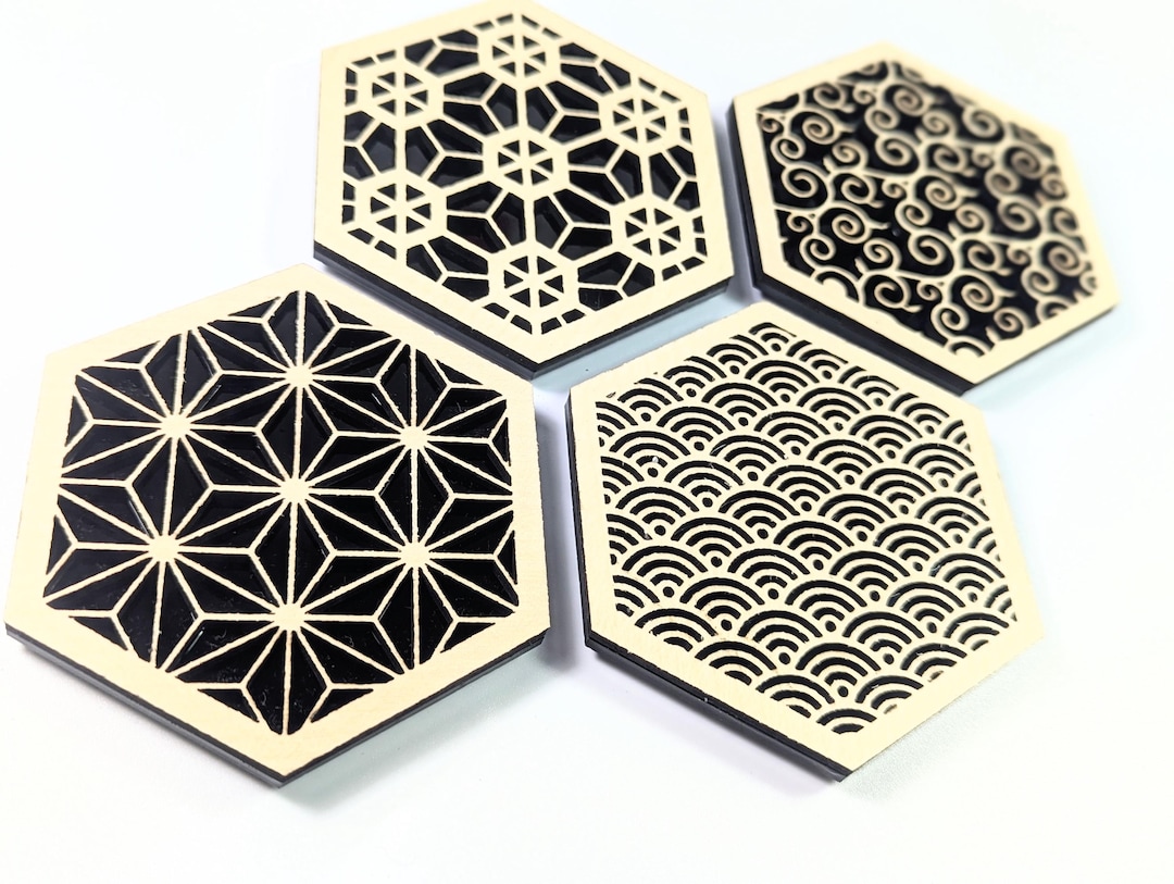 Japanese Style Coasters Set of 4 / Japanese Patterns / Japan Coasters ...