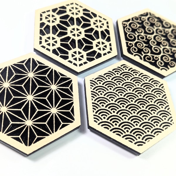 Japanese Design Coasters - Etsy
