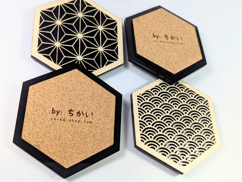Japanese Style Coasters Set of 4 / Japanese Patterns / Japan Coasters ...