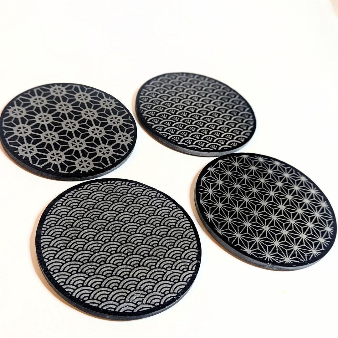 Japanese Coaster 4 Pack in Slate Traditional Japanese Patterns, Japan ...
