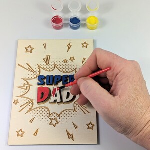 Father's Day Card Wood With Paint and Brush, Super Dad Paint Your Own ...