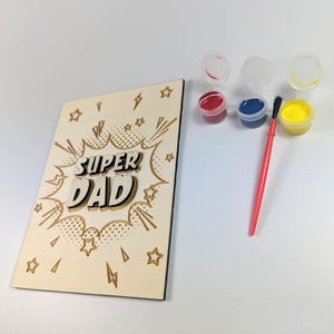 Father's Day Card Wood With Paint and Brush, Super Dad Paint Your Own ...