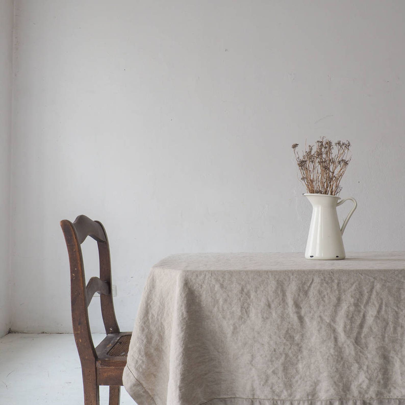 Natural Linen Tablecloth With Edge Made of Prewashed Linen - Etsy