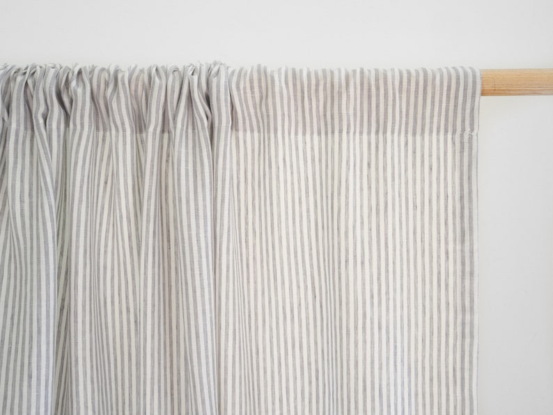 Gray Stripes Curtain Panel Made of MEDIUM LINEN 160 G/2/ Rod - Etsy