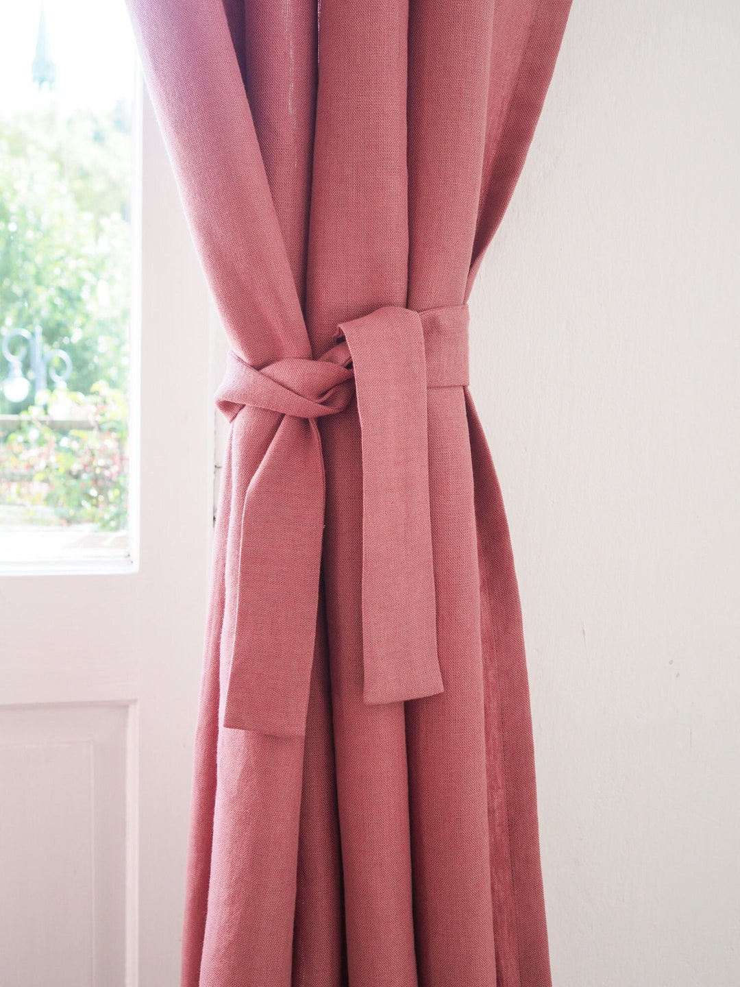 Linen Curtain Belt Made From Heavy Linen (280 G/m2)/ Dusty Pink Linen ...