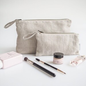 Minimalist Linen Makeup Bag. Sustainable Linen Makeup Pouch in Natural ...