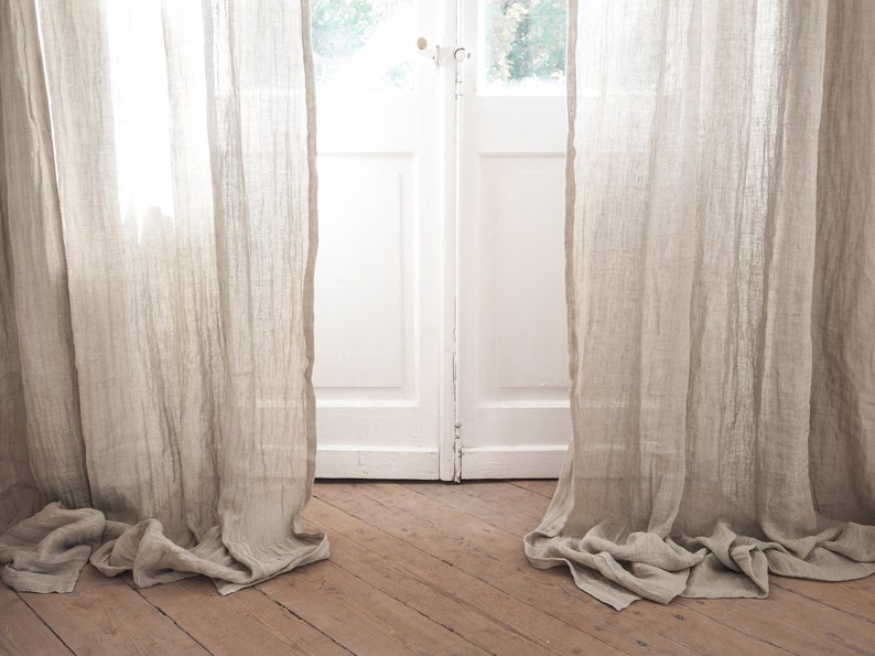 Natural Linen Sheer Curtain. Linen Day Curtain. Linen Muslin - Etsy