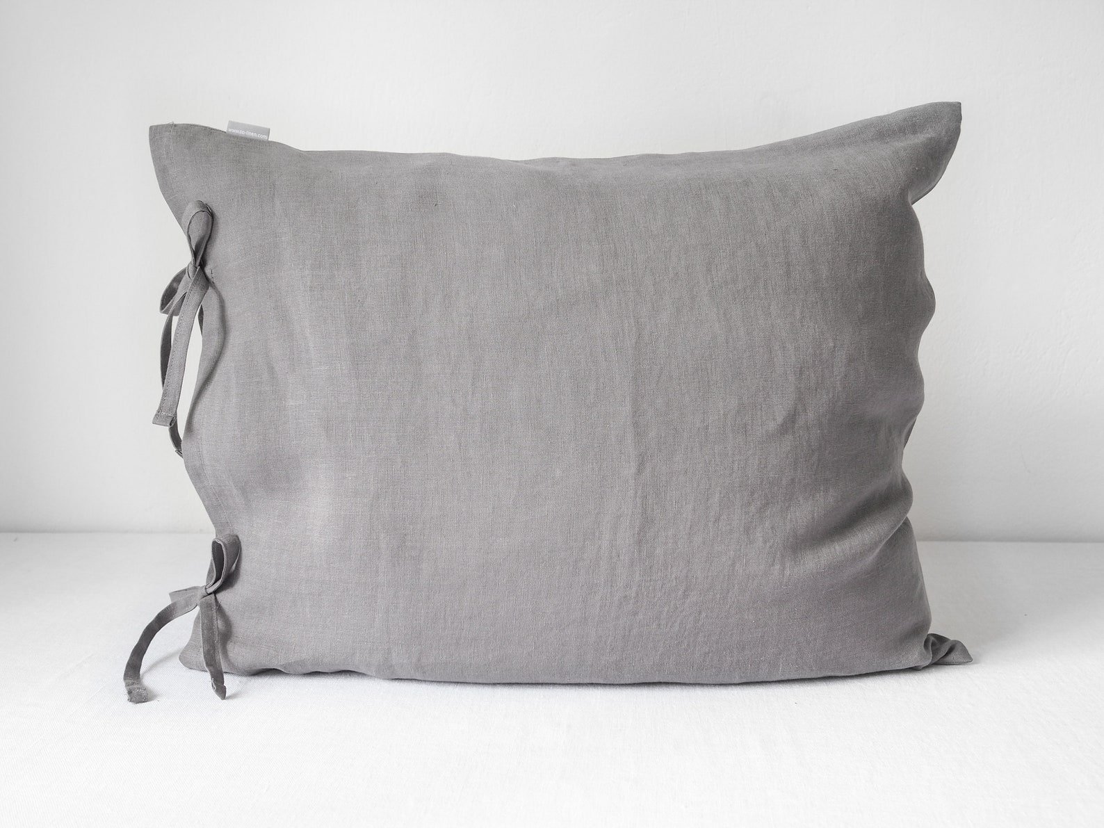 True Gray Linen Pillow Cover Tied With a Bow. True Gray Linen - Etsy