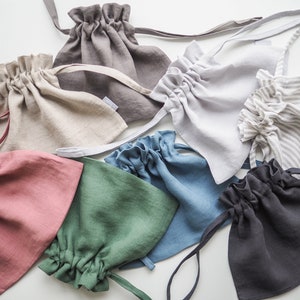 Linen Drawstring Bag. Linen Pouch, Soft Linen Storage Bag in Natural ...