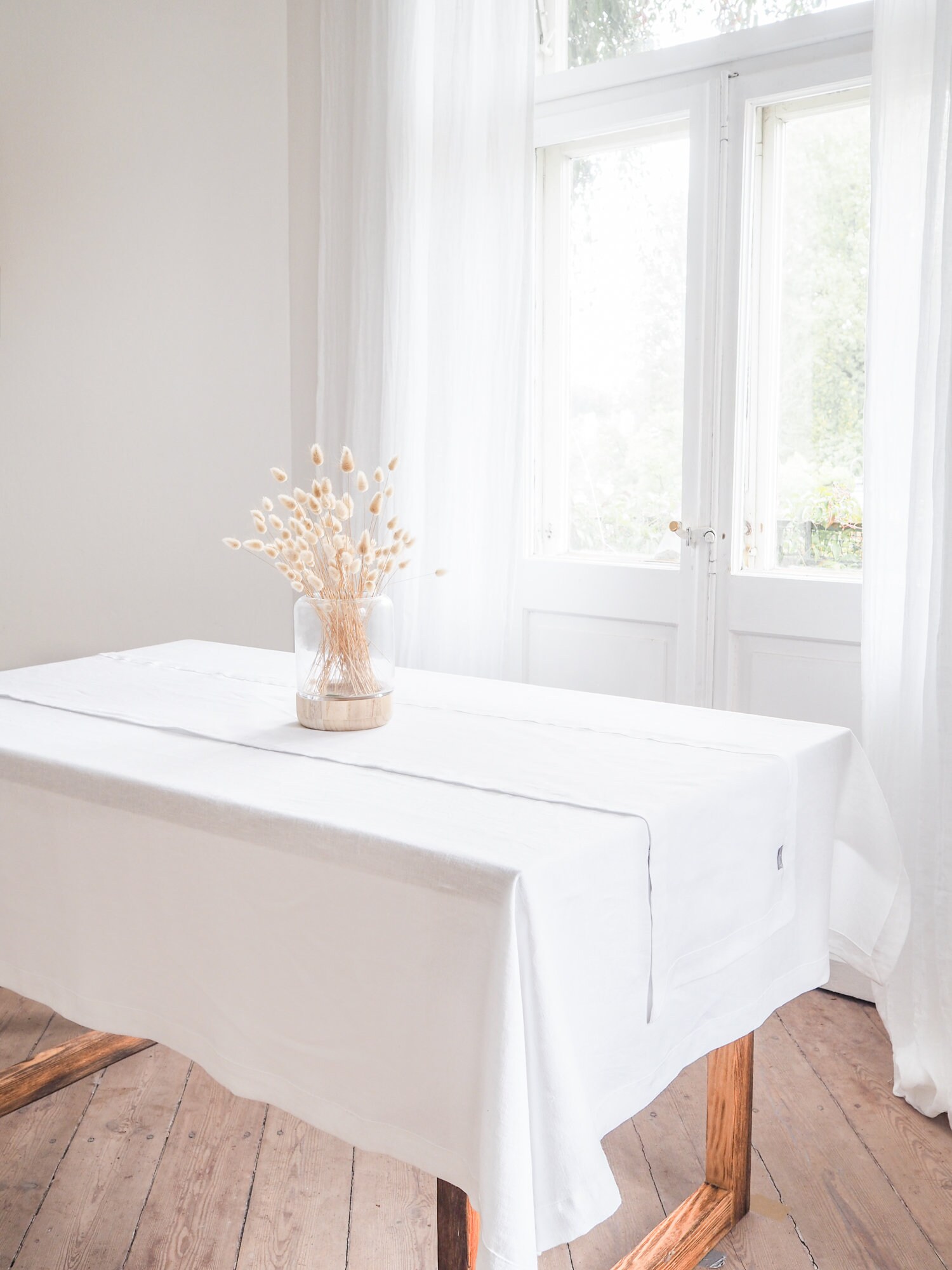 White linen runner. Heavy linen runner. Solid and elegant | Etsy