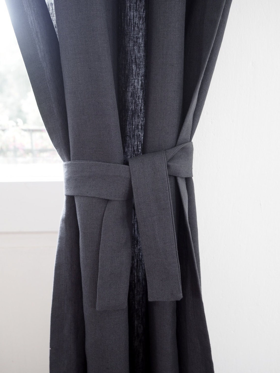 Linen Curtain Belt Made From Heavy Linen (280 G/m2)/ Charcoal Linen ...