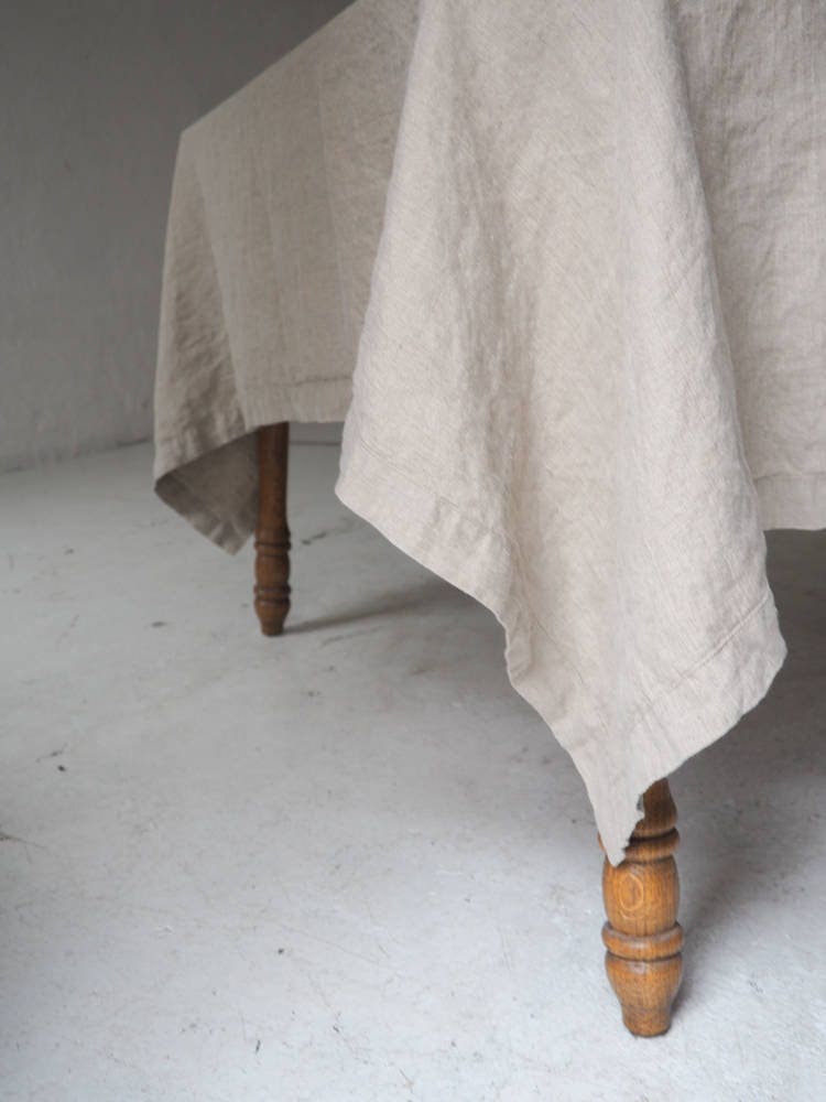 Natural Linen Tablecloth With Edge Made of Prewashed Linen - Etsy UK
