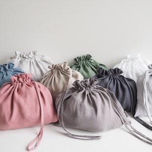 Linen Drawstring Bag. Linen Pouch, Soft Linen Storage Bag in Natural ...