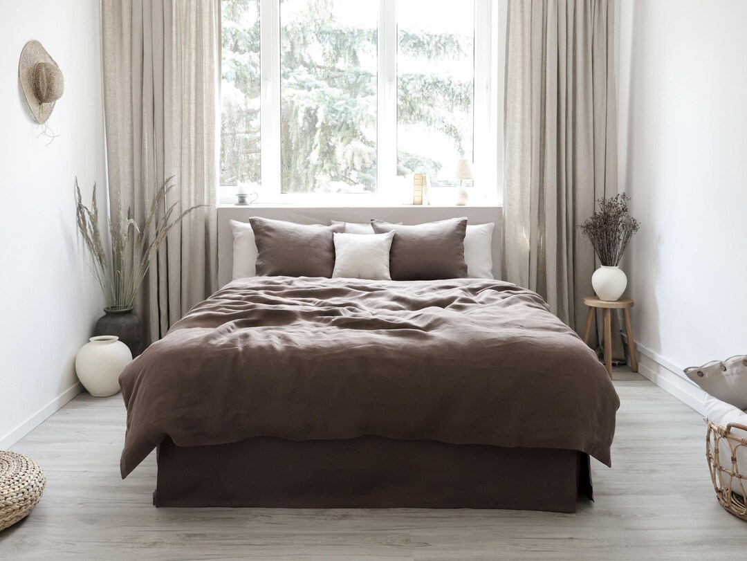 Brown Linen Duvet Cover – Soft Stonewashed Natural Bedding, Queen ...