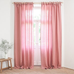 Dusty Pink Linen Curtain Made of MEDIUM LINEN 160 G/m2. Tie - Etsy