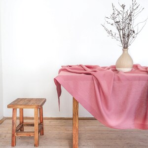 Dusty Pink Linen Tablecloth Made of Stonewashed Linen. Custom - Etsy