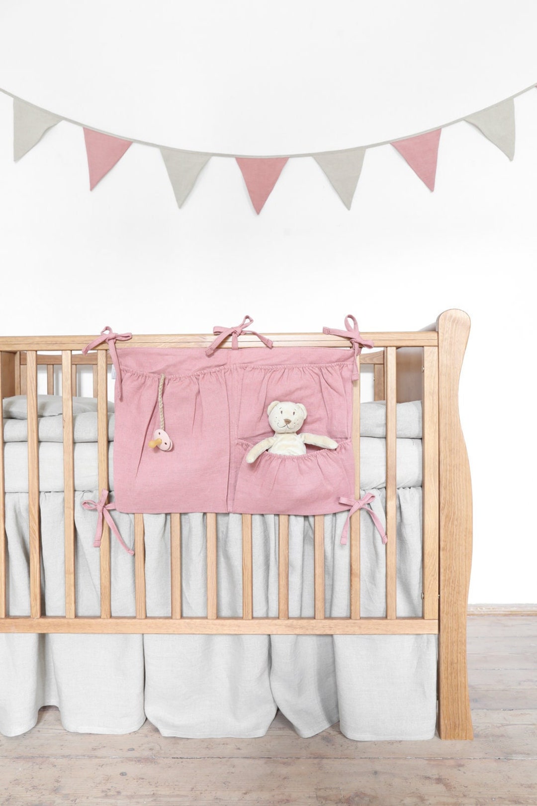 Linen Crib Organizer. Nappy Organizer for a Crib in Dusty Pink. - Etsy