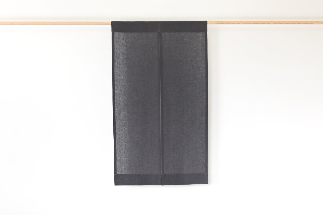 Linen Noren Door Curtain, Linen Noren Curtains in Charcoal, Japanese ...