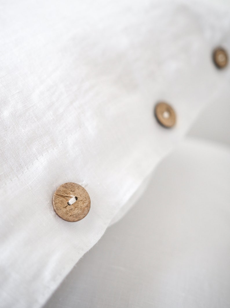 Amazing White Linen Pillow Case With Coconut Buttons Custom - Etsy