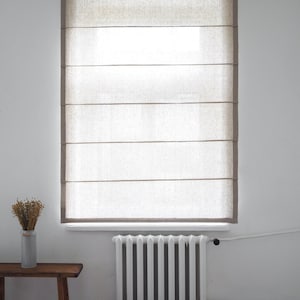 Linen Roman Blind | Medium Linen Custom Roman Shades in Natural Linen ...