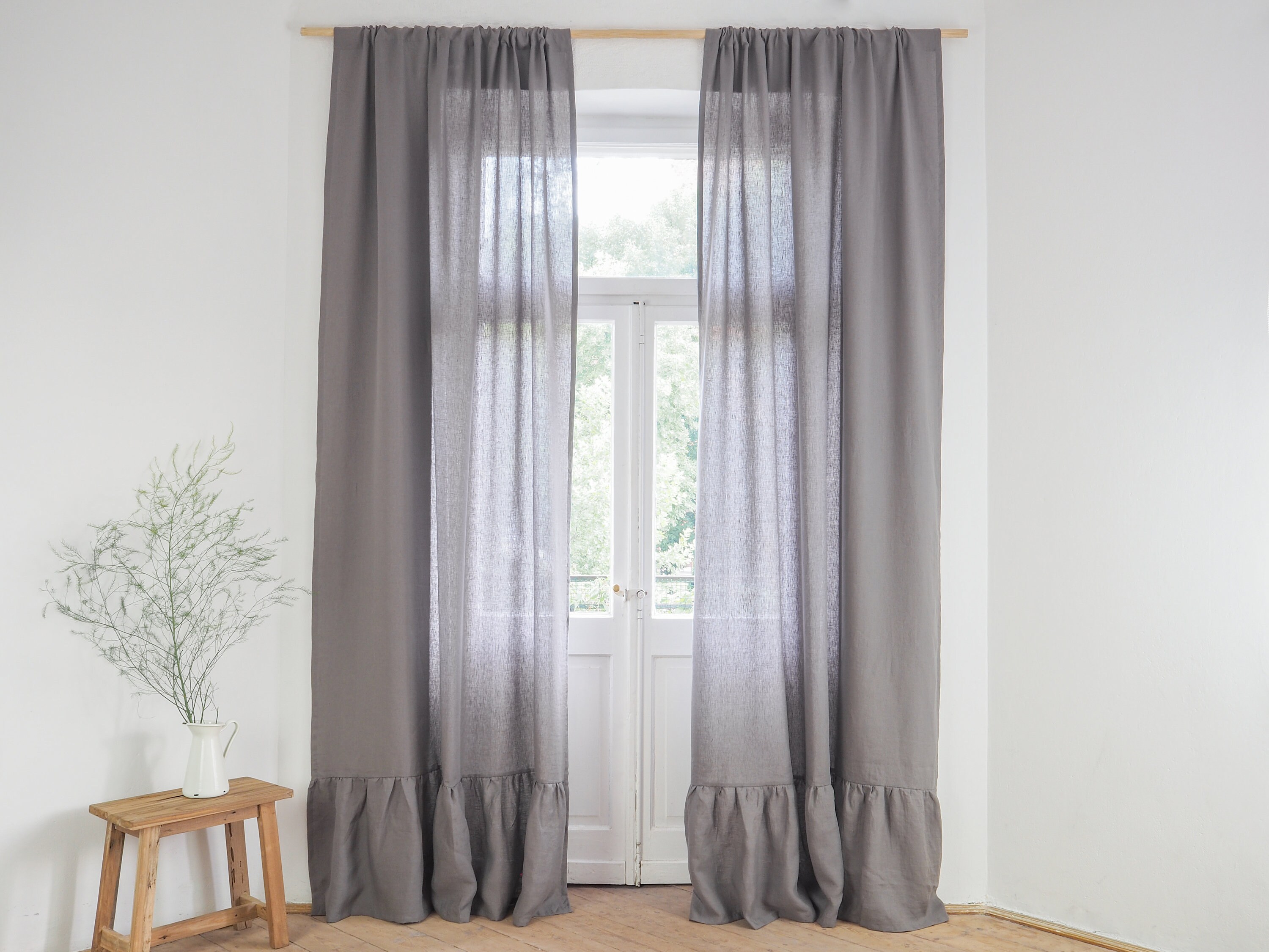Gray Linen Curtain With Valance Made of MEDIUM LINEN 160 - Etsy