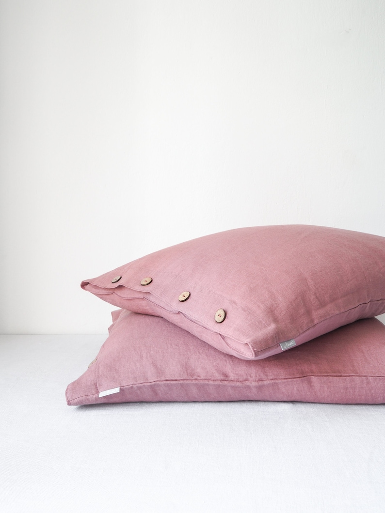 Beautiful Linen Pillow Case With Coconut Buttons. Buttoned - Etsy