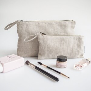 Minimalist Linen Makeup Bag. Sustainable Linen Makeup Pouch in Natural ...