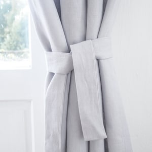 Heavy Linen Curtain Tie Back, Light Gray Stonewashed Belt - Etsy
