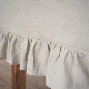 Farmhouse-style Ruffled Linen Tablecloth. Stonewashed European - Etsy