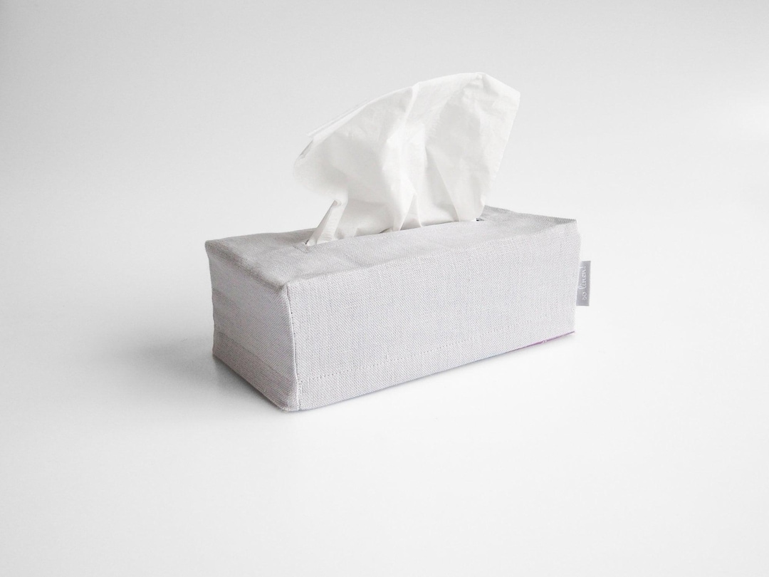 Light Gray Tissue Box Cover. Linen Tissue Box Case. - Etsy