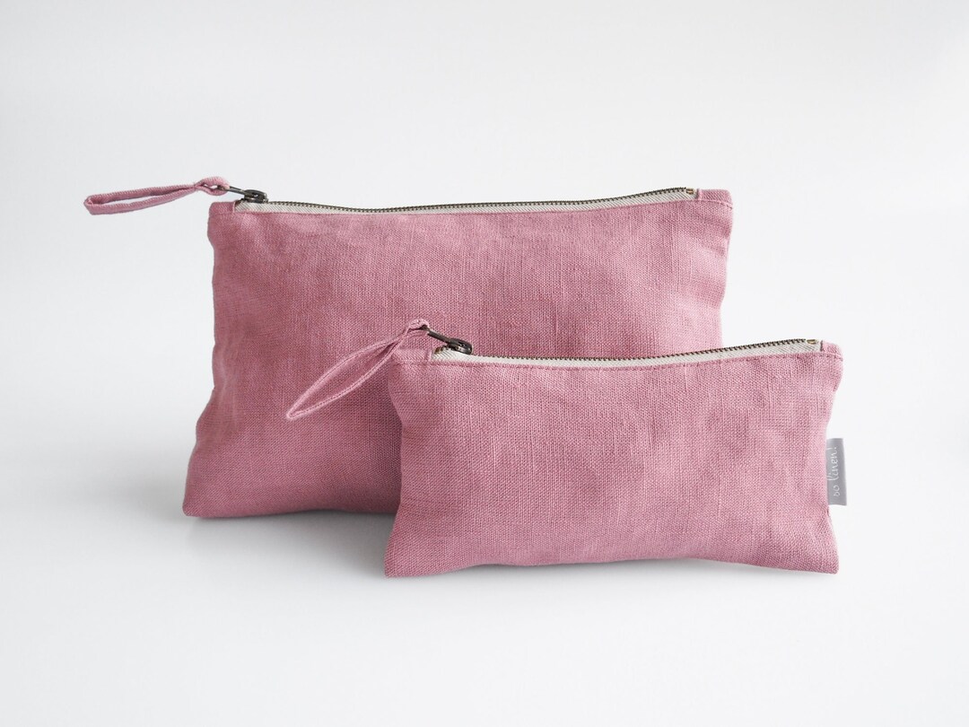 Linen Cosmetic Bag. Linen Makeup Bag in Dusty Pink Color. - Etsy