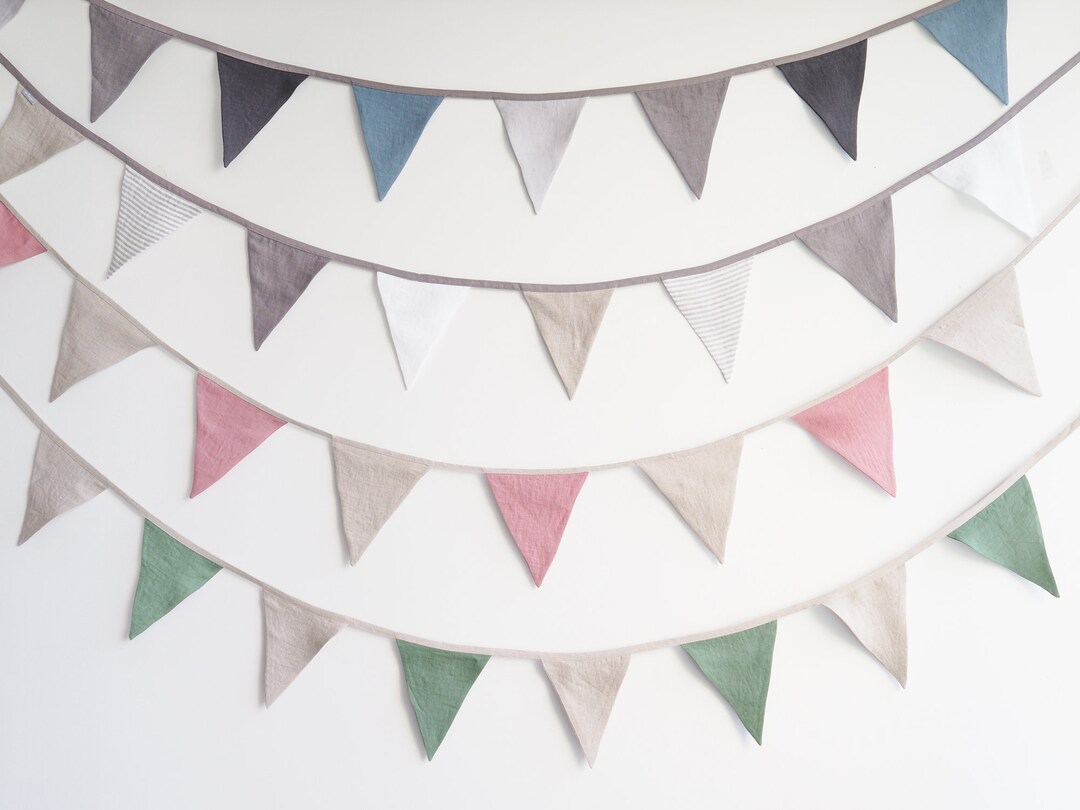 Linen Garland Made of Pennants. Linen Bunting Banner. - Etsy