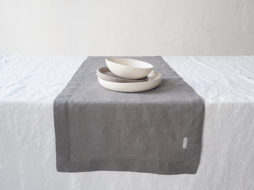 Gray Linen Table Runner. Stonewashed Linen. Custom Size - Etsy
