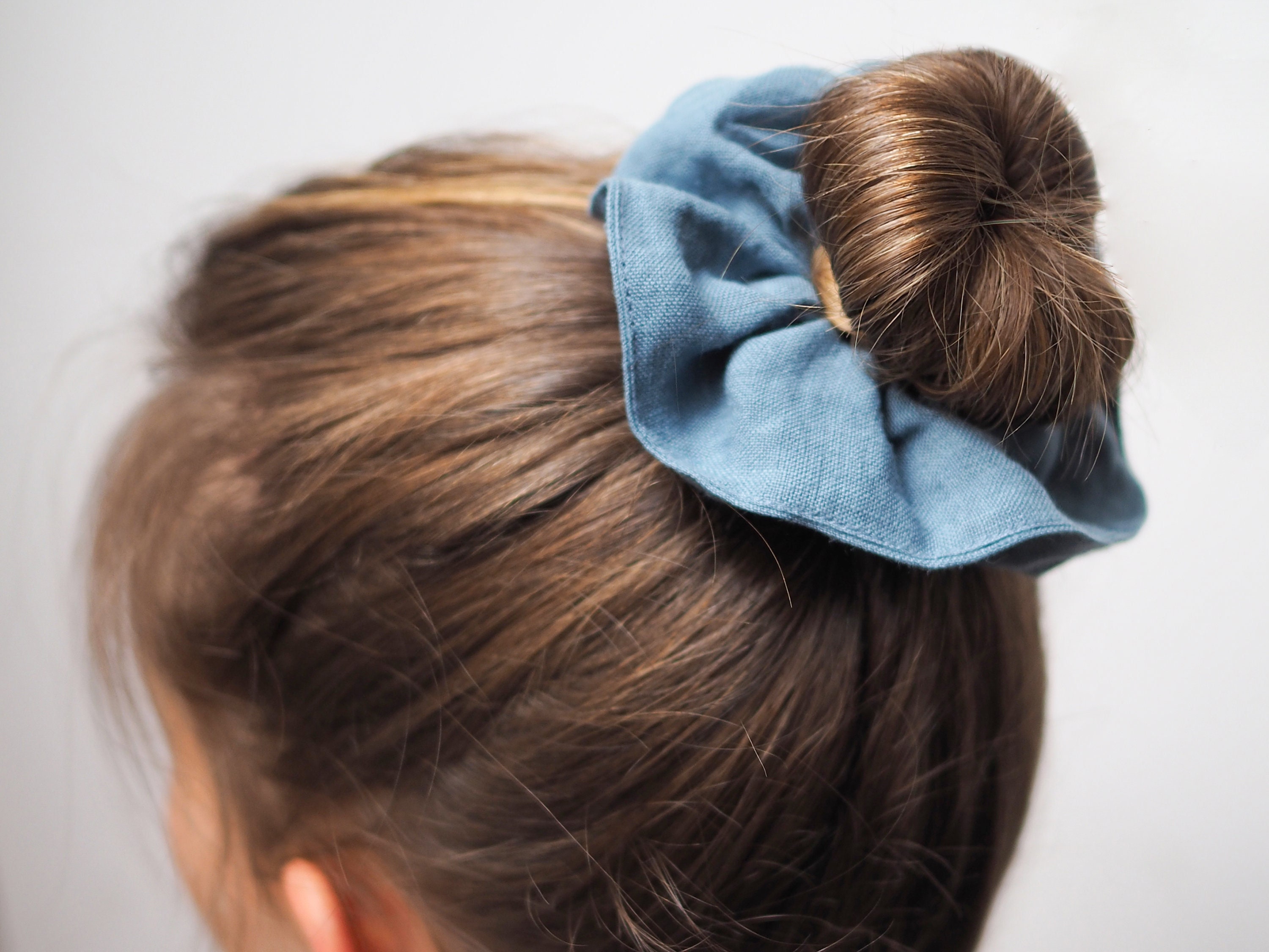 Dusty Blue Linen Scrunchie, Soft Linen Hair Tie, Best Friend Gift ...